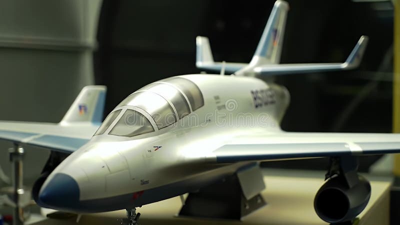 Detailed Close Up of Silver and Blue Transonic Model Testing Aircraft ...