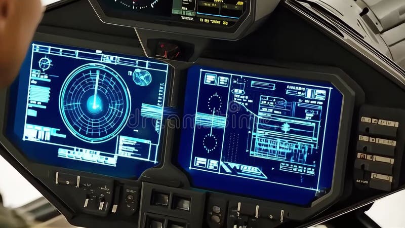 A Detailed Close-Up of a Sophisticated Futuristic Command Interface ...