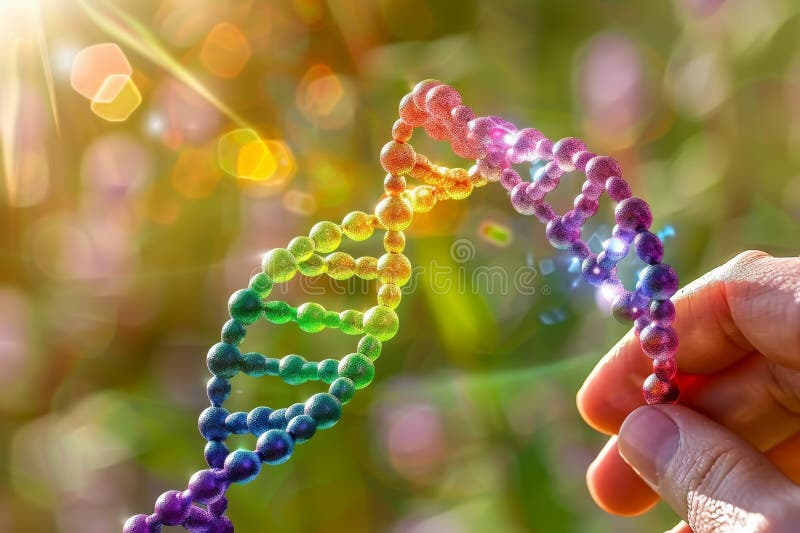 Detailed Close Up of a Sparkling Beaded DNA Model, Representing the ...