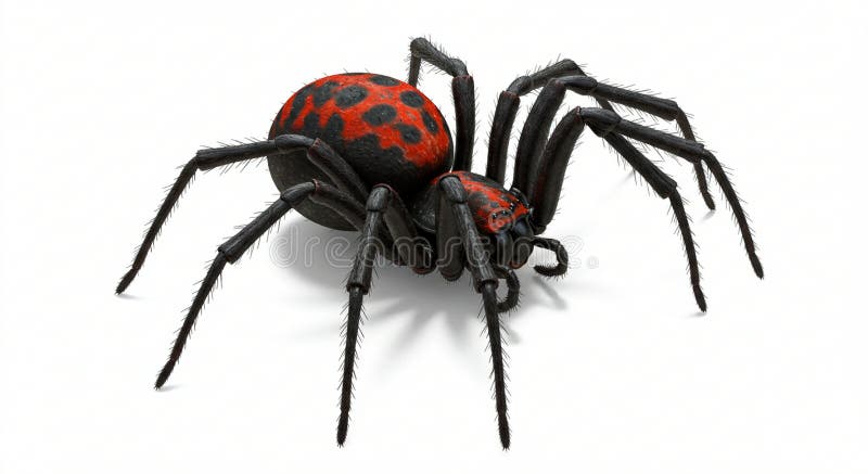 Spider with Red Spots Close-up on White Background Macro View Stock ...