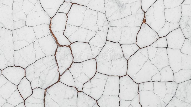 Detailed Close Up Texture of Cracked White Surface with Irregular Brown ...