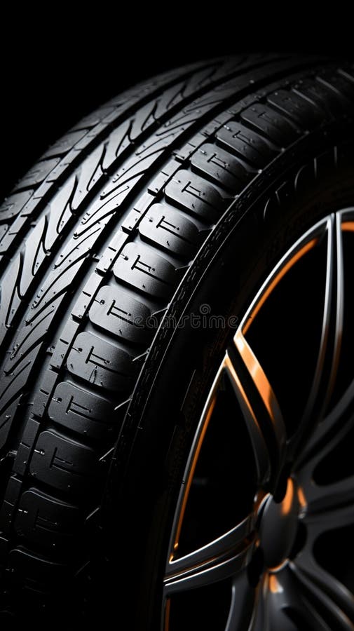 Detailed Close Up Texture and Pattern of a Sleek Car Tire Stock Image ...