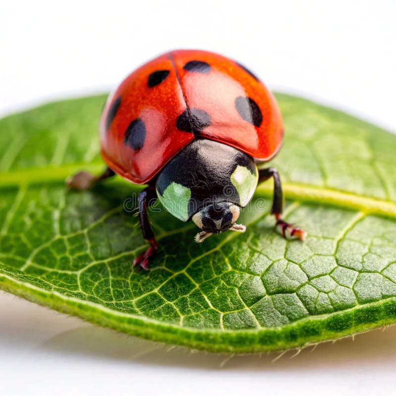 Close-up of Ladybug on Leaf Stock Illustration - Illustration of ...