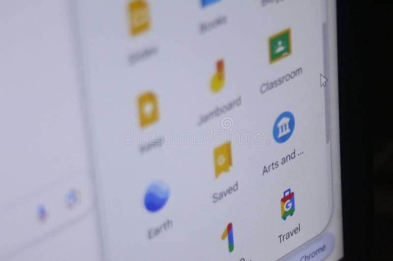 Close-up of Google Apps Icons on a Computer Screen Editorial Stock ...
