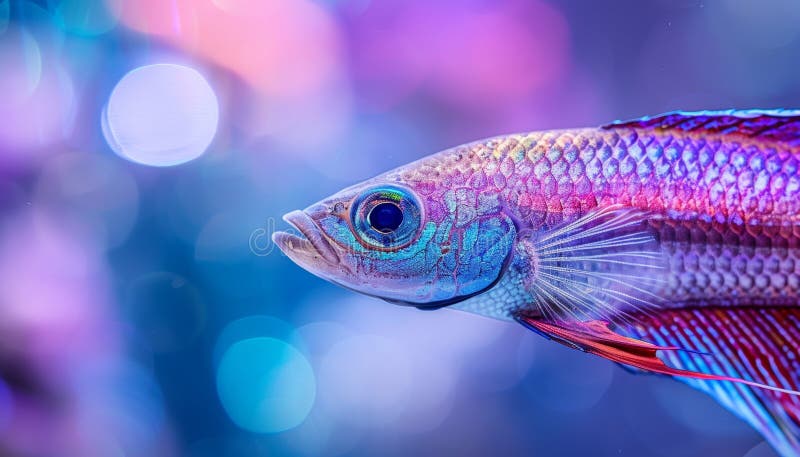 Detailed Close Up of Vibrant Fish in a Brightly Illuminated Aquarium ...