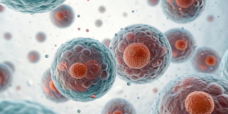 Detailed Close-Up View of Cells with Nucleus and Cytoplasm in ...