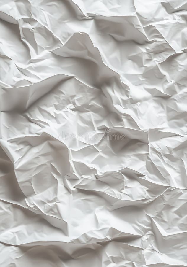A Detailed Close Up View of a Crumpled Piece of White Paper Stock Photo ...