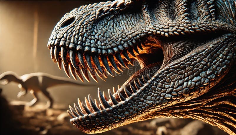 A Detailed Close-up View of a Dinosaurs Jaw and Teeth Stock ...