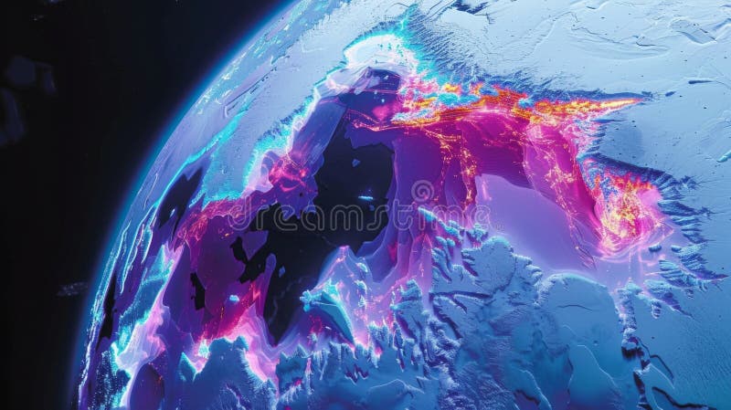Detailed Close-up View of the Earths Surface Showing a Map of the World ...