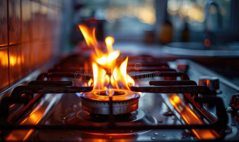 Detailed Close-up View of a Gas Burner S Flame Stock Photo - Image of ...