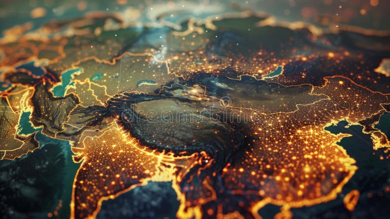 Detailed Close-up View of a Map of the World, Showcasing Continents ...