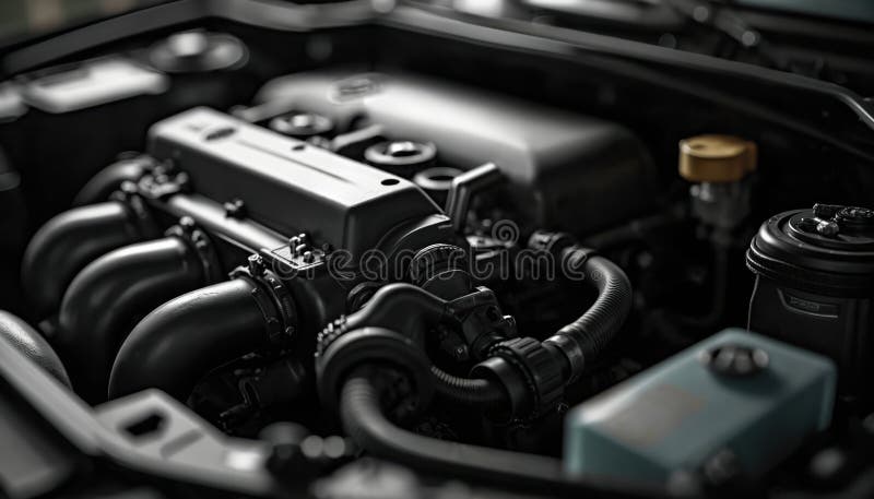 Detailed Close-up View of Monochrome Car Engine. High Tech, Hyper ...