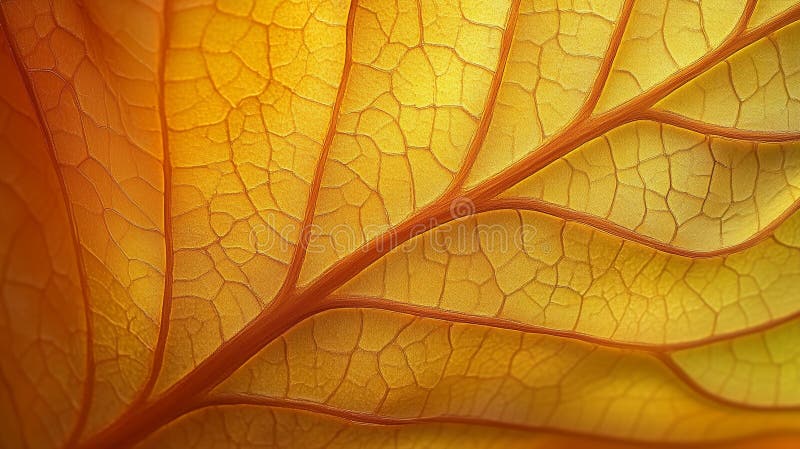 Detailed Close-up View of an Orange Leaf with Intricate Vein Patterns ...