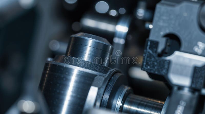 Close-up of Shiny Metal Component in Industrial Machine Stock ...