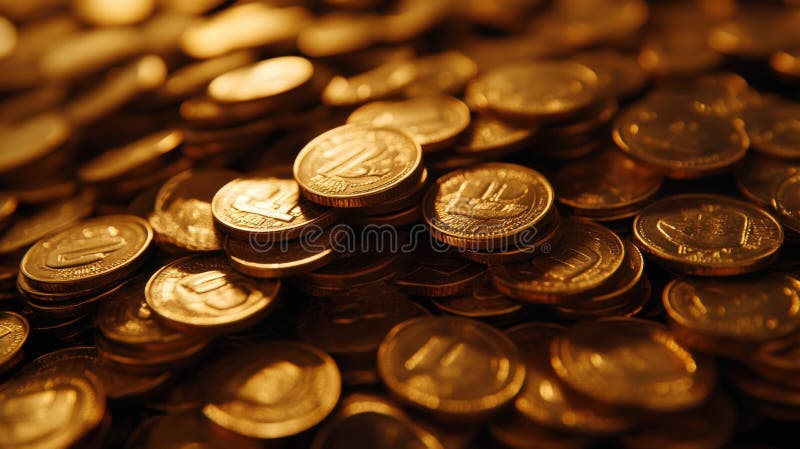 Stack of gold tinted coins stock image. Image of financial - 189437535