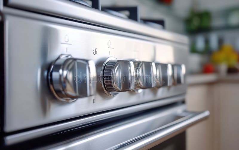 A Detailed Close-up View of a Stove Featuring Four Knobs Positioned on ...
