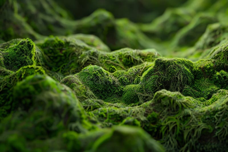 Detailed Close Up View of Textured Mossy Surface with Layers of Green ...