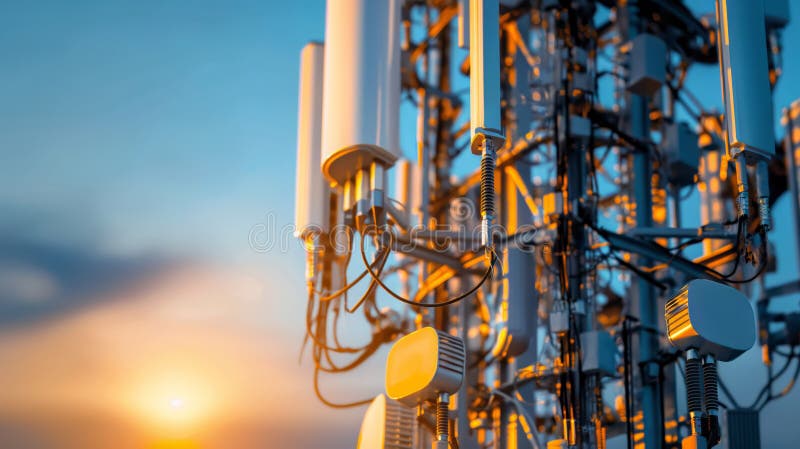 Close-up of High-Tech Devices on a Cellular Tower Stock Image - Image ...