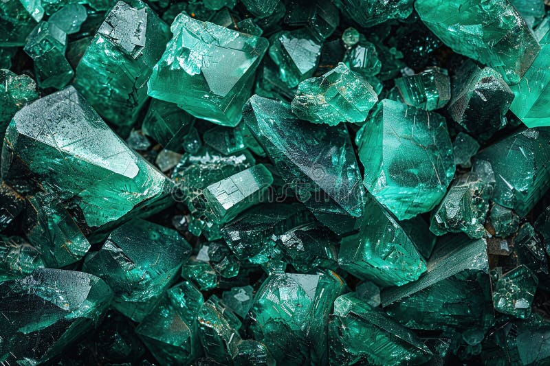 A Detailed Close-up View of Vibrant Emerald Crystals, Showcasing Their ...