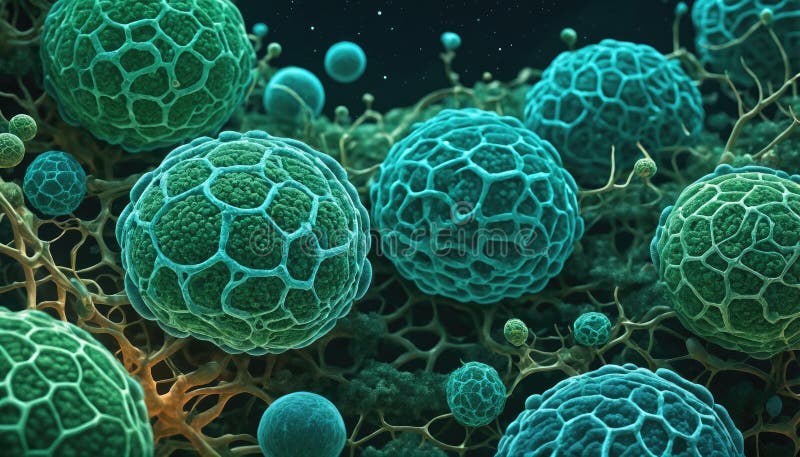 Detailed Close-up View of Vibrant Microscopic Cells Showing Intricate ...