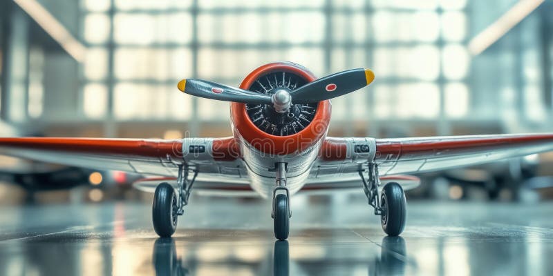 Detailed Close-up of a Vintage Model Airplane with Propeller in a ...