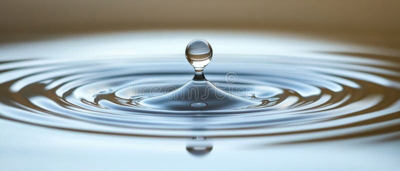 Detailed Close Up Water Drop Creating Ripples Surface Stock Photos ...