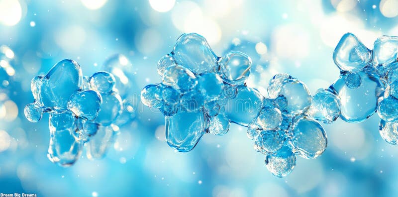 A Detailed Close-up of Water Molecules Linked Together on a Pale Blue ...