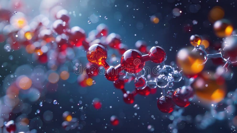 Detailed Close-up of Water Molecules in Dynamic Motion Simulation with Vibrant Colors ...