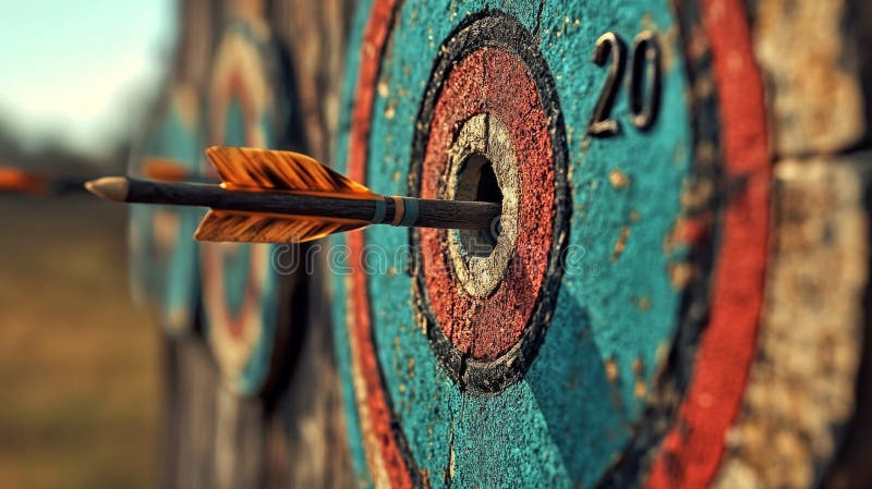 Detailed Close-up of a Weathered Archery Target: Highlighting the ...