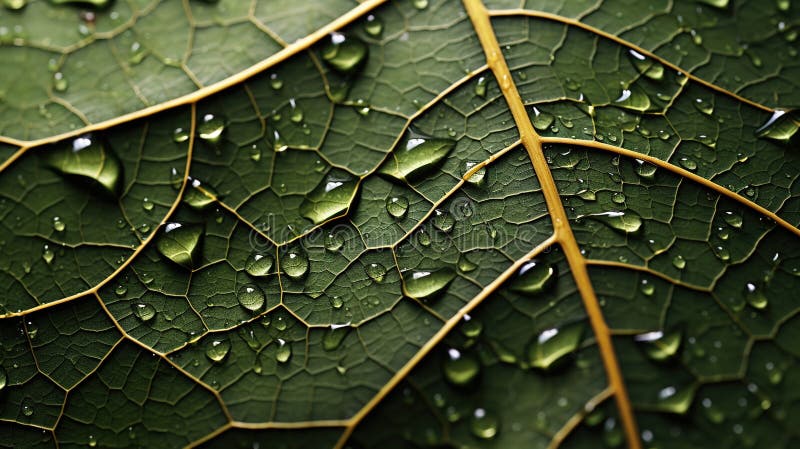 A Detailed Close-up of a Wet Leaf, Capturing the Intricate Patterns and Textures Stock Image ...