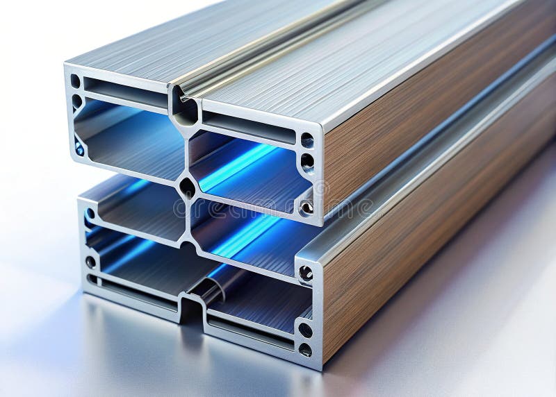 Detailed CloseUp of Anodized Aluminum Profile CrossSection with PVC ...