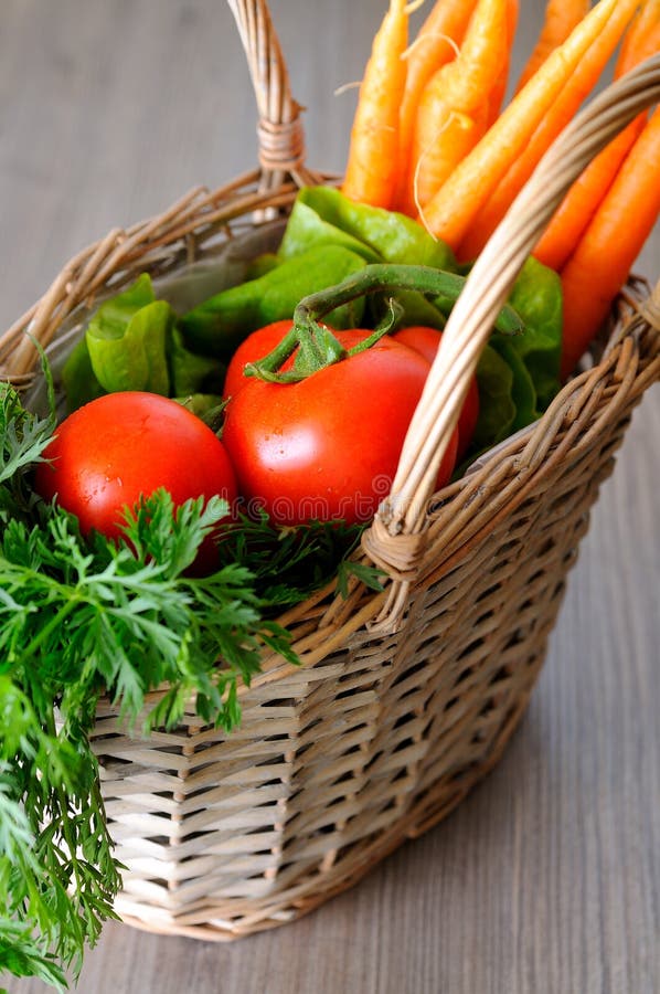 Detailed Closeup of a Basket with Vegetables Stock Photo - Image of ...