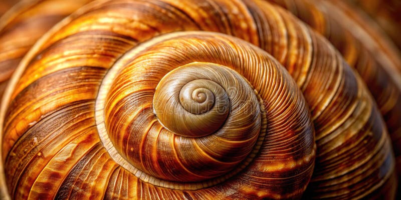 Detailed Closeup of a Brown and Beige Snail Shell Exquisite Spiral ...