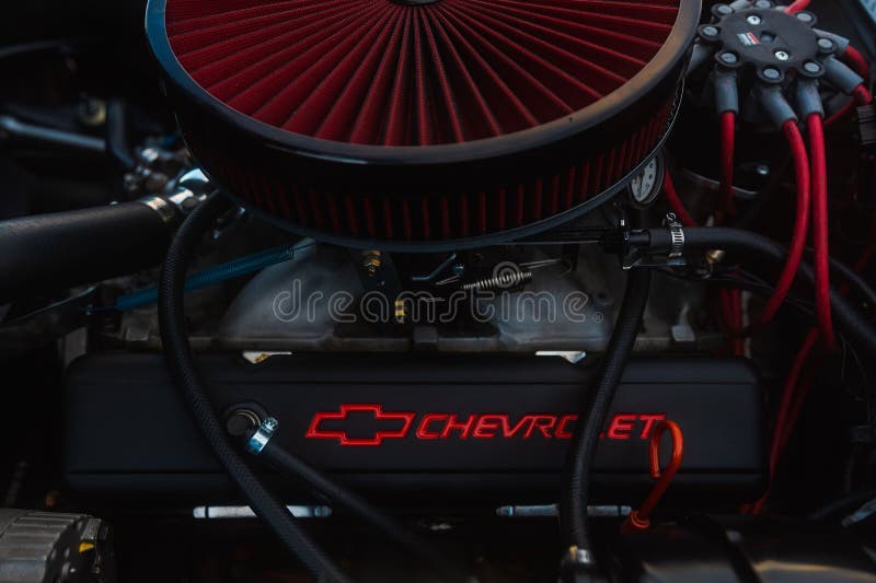 Detailed Closeup of a Chevrolet Engine Editorial Photography - Image of ...