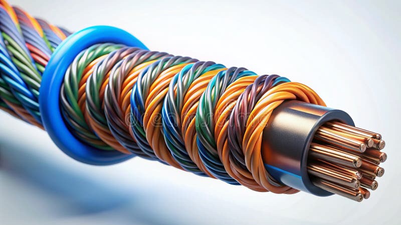 Detailed CloseUp of an Electric Cable on a Pure White Background ...