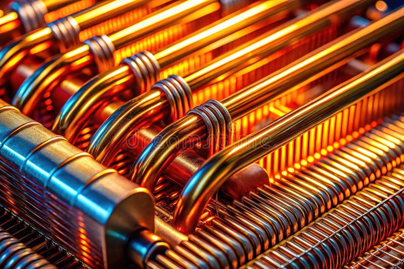 Detailed Closeup of an Electric Radiator Heating Element Examining ...