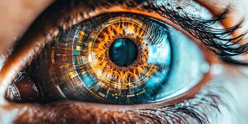 Closeup of a Human Eye, with Superimposed Circular Graphical Elements ...