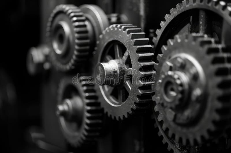 This is a Detailed Closeup Image of a Group of Gears within a Machine ...