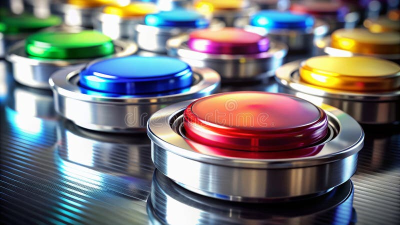 Detailed Closeup of Industrial Control Panel Buttons Examining ...