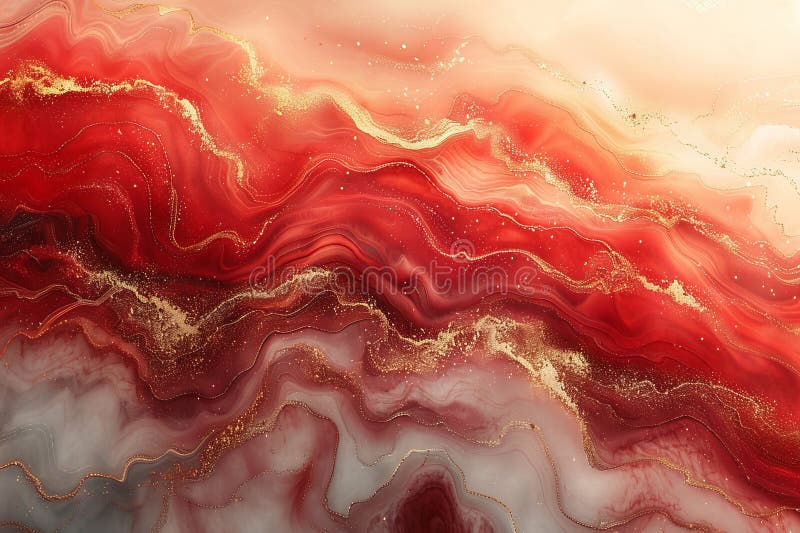 A Detailed Closeup of a Luxurious Red and Gold Marble Pattern Stock ...