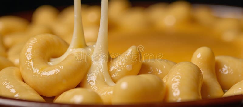 Detailed Closeup of Macaroni and Cheese Texture on Macro Scale Stock ...