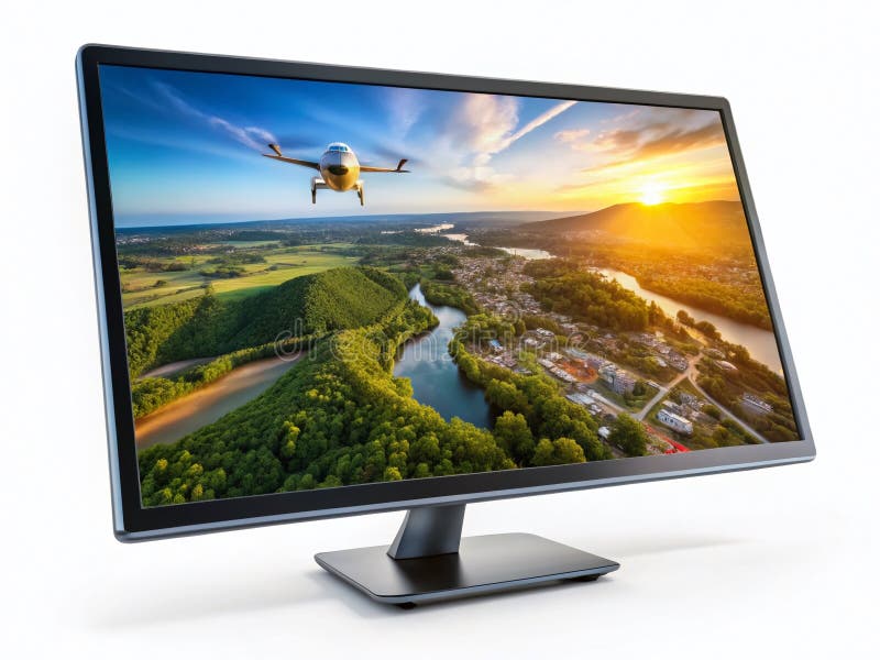 Detailed CloseUp of a Modern LCD Monitor on a Pristine White Surface a ...