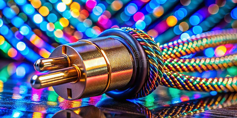 Detailed CloseUp of Power Plug and Cable Examining Electrical Connector ...