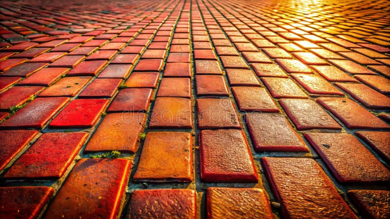 Detailed Closeup of a Red Brick Pavement Rectangular Pattern and ...