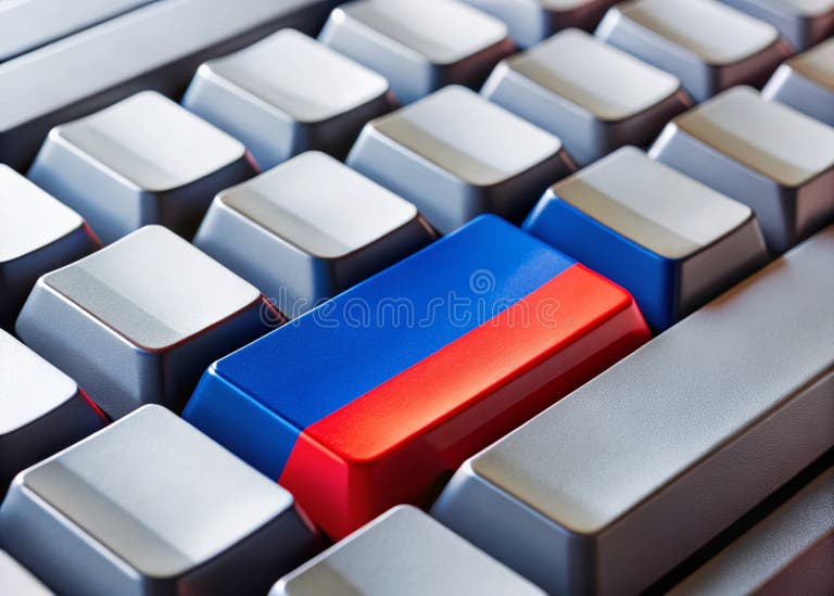 Detailed Closeup of a RussianEnglish DualLanguage Keyboard Exploring ...