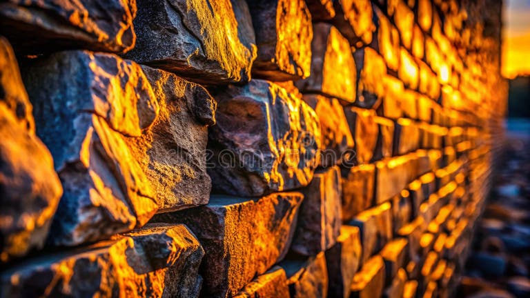 Detailed CloseUp of a Rustic Stone Wall a Study in Textural Depth and ...