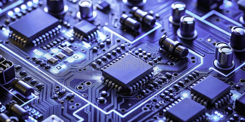 Detailed CloseUp of a Sophisticated Blue Circuit Board with Relay ...