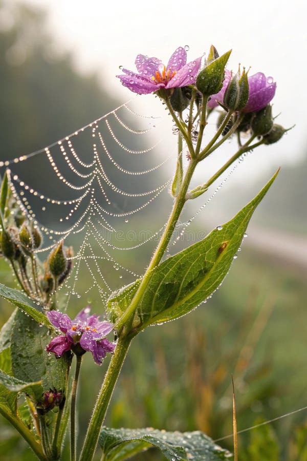 Spider Web on Centaury Blade Stock Illustration - Illustration of ...