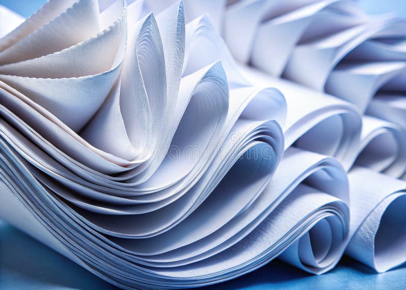 A Detailed Closeup of Stacked Folded Blank White Receipts Exploring ...