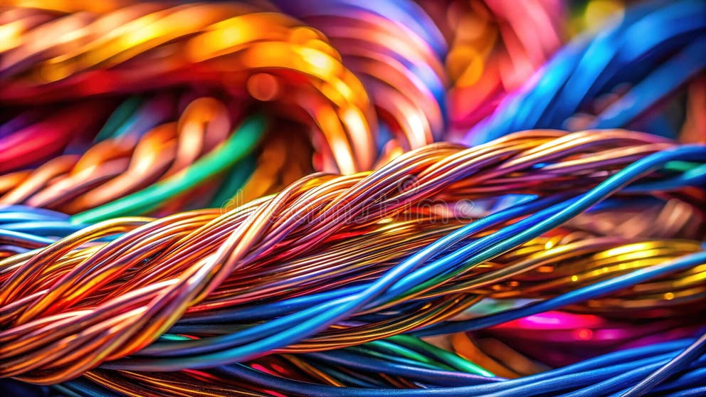 Detailed Closeup of Stranded Copper Wire with Insulation a ...